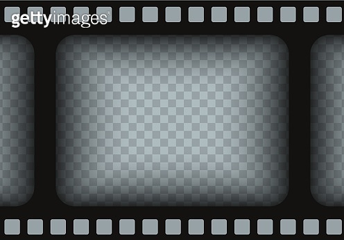 Old black cinematic frame on a transparent background. Vintage video or ...