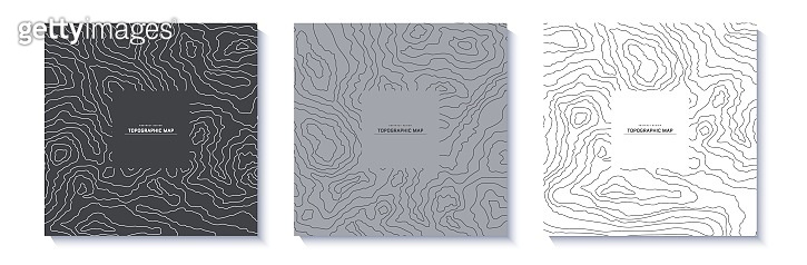 Set of topographic maps abstract backgrounds. Outline cartography ...