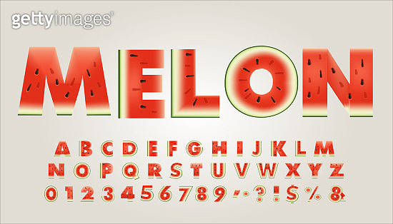 watermelon style font design. 이미지 (1395523772) - 게티이미지뱅크