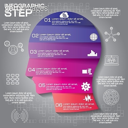 Vector puzzle human face infographic. Cycle brainstorming diagram. 6 ...