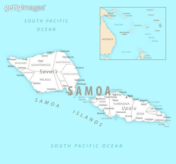 Samoa detailed map with regions and cities of the country. (1407180844 ...