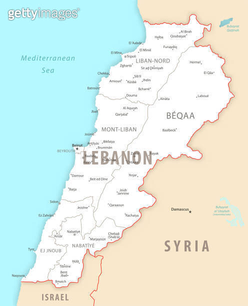 Lebanon detailed map with regions and cities of the country ...
