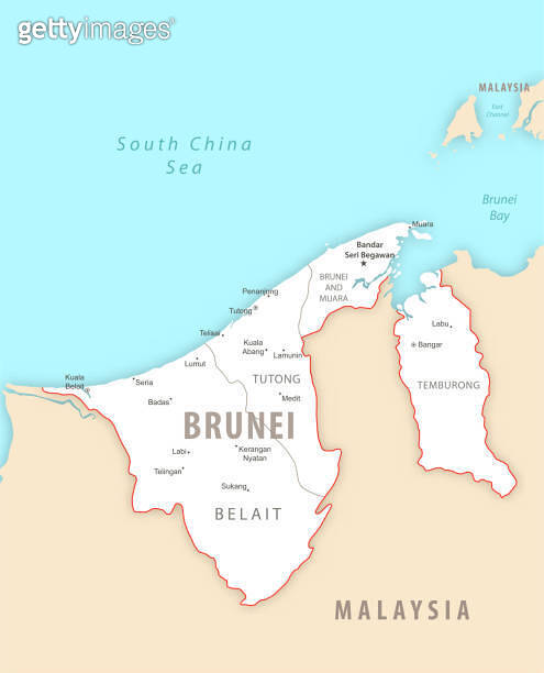 Brunei detailed map with regions and cities of the country. (1406340760 ...