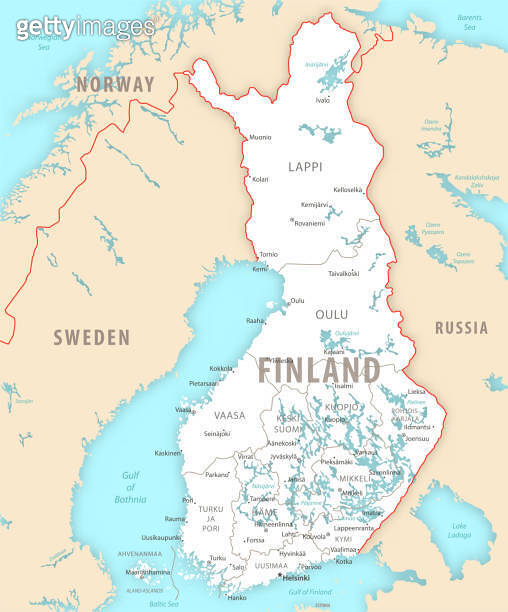 Finland detailed map with regions and cities of the country. 이미지 ...