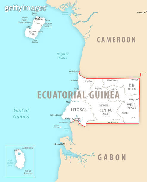 Equatorial Guinea detailed map with regions and cities of the country ...