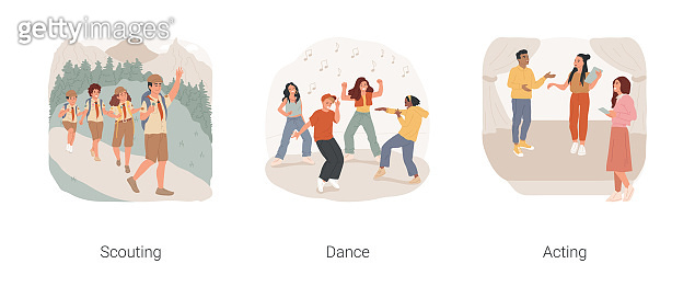 Extracurricular activities in high school isolated cartoon vector ...