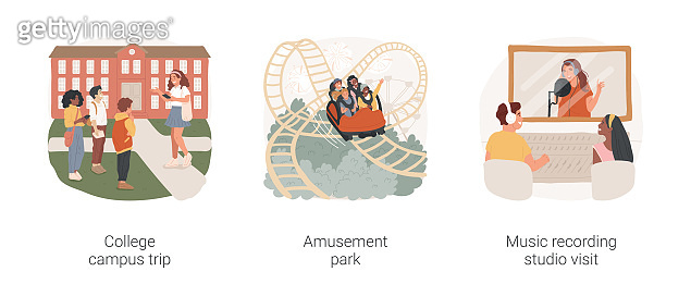 Class field trips isolated cartoon vector illustration set. (1445679205 ...