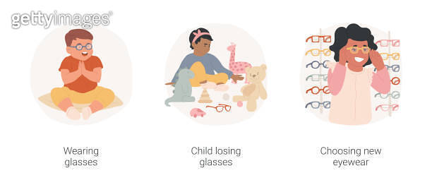 Childhood myopia isolated cartoon vector illustration set. (1445693920 ...