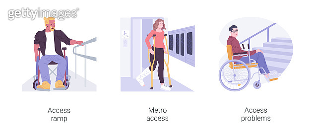 Inclusive city environment isolated cartoon vector illustrations set ...