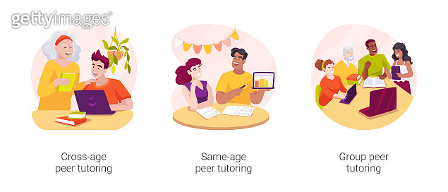Peer tutoring isolated cartoon vector illustration set 이미지 (1435030178 ...