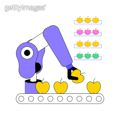 Sorting and packing robots isolated cartoon vector illustrations ...