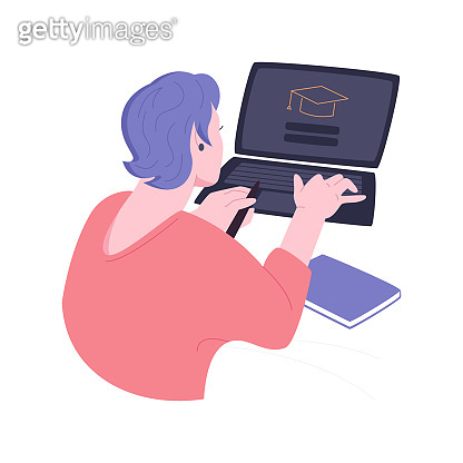 Signing up for a course isolated cartoon vector illustrations. 이미지 ...