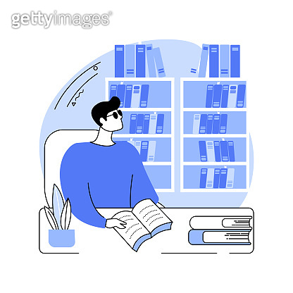 Library facilities isolated cartoon vector illustrations. 이미지 ...