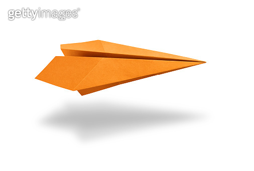Orange paper plane origami isolated on a white background (1434059439 ...