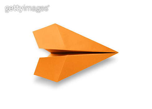 Orange paper plane origami isolated on a white background (1398763993 ...