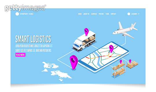 Isometric 3D Smart global logistics delivery tracking system on ...