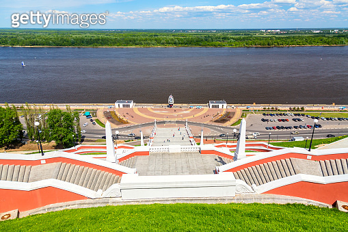 Chkalov ladder or Volzhskaya staircase in Nizhny Novgorod, which connects the Upper Volga and ...