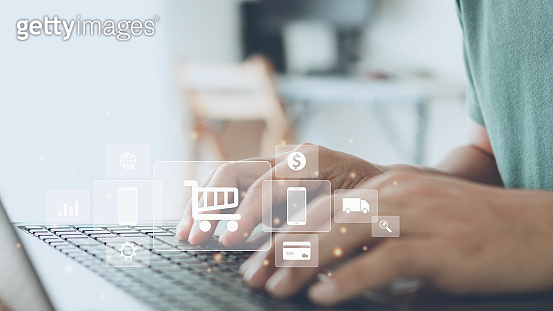 e-commerce technology and shopping online concept. Shopper using ...