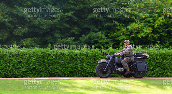 World War 2 BMW R71 Motorcycle and Sidecar with Machine Gun being ...