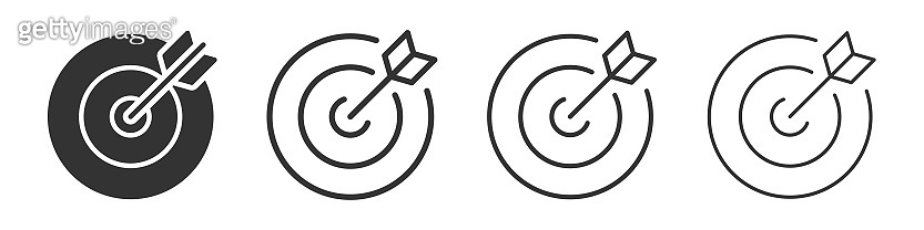 Target icons collection in two different styles and different stroke. Vector illustration EPS10 ...