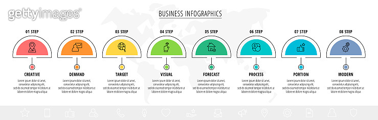 Minimal line infographics. Vector business concept of 8 steps by step ...