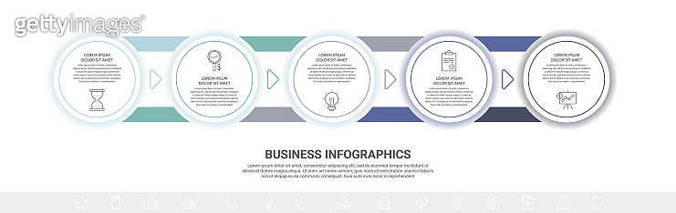 Vector minimal line infographics with circles and arrows (1431036517 ...