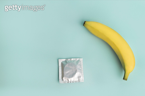Sex Education And Safe Sex Banana And Condom Concept Of The Penis In