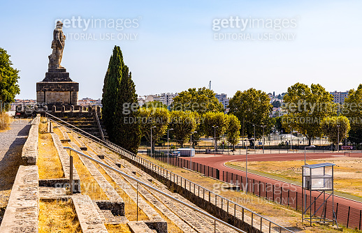 Fallen soldier World War I memorial aside Stade du Fort Carre stadium ...