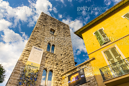 Municipal Musee de Vence museum of arts with medieval stone tower in ...