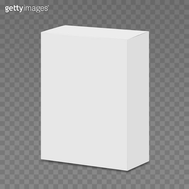 Vertical white box Mockup. Vector realistic closed package. Blank ...