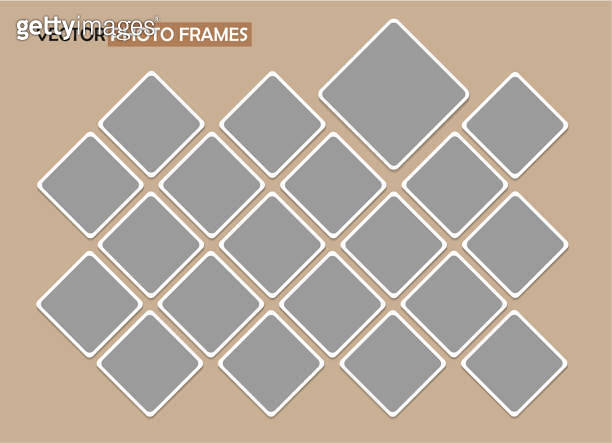 20 empty rhombus photo frames. Set of square photo cards for portraits ...