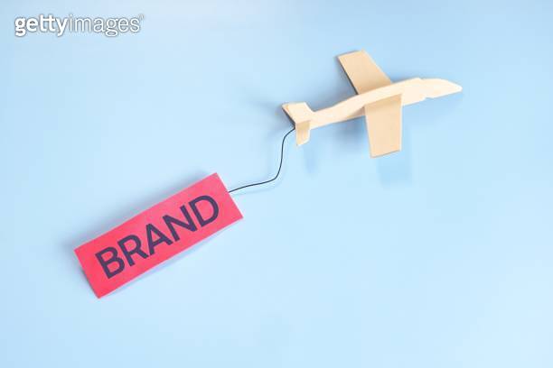 Business branding campaign success and launching concept. Airplane ...