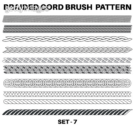 Seamless Braided cord pattern brushes flat sketch vector illustration ...