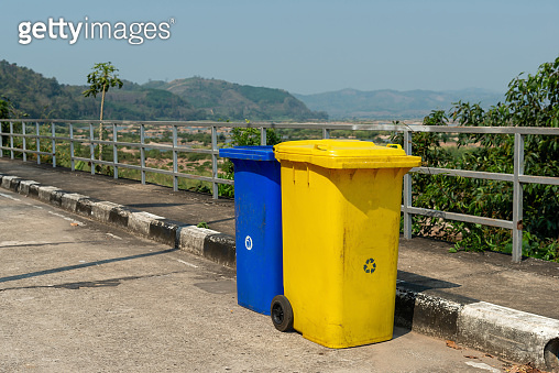 Garbage trash bins for waste segregation. Separate waste collection ...
