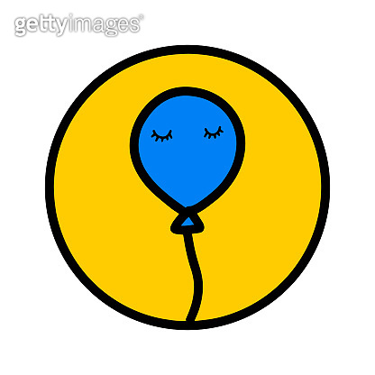 Blue balloon crying face hand drawn vector icon logotype in cartoon ...