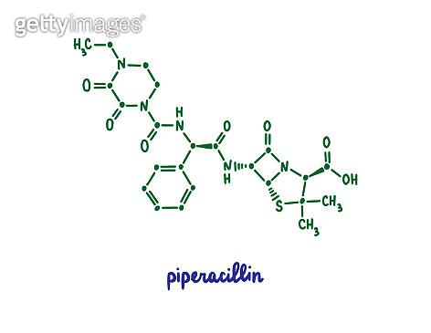 Piperacillin hand drawn vector formula chemical structure lettering ...