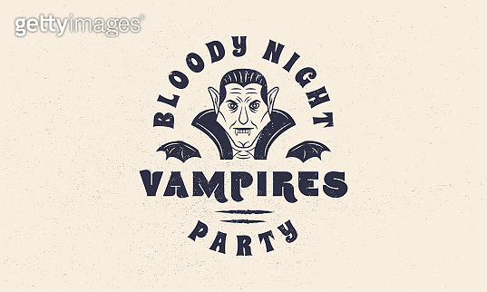 Vampire vintage label, emblem. Vampire emblem with grunge texture ...