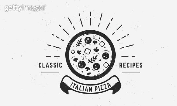 Italian pizza vector icon template. Pizza emblem, poster design ...