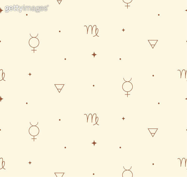 Virgo Zodiac Background Seamless Pattern. Astrology Signs. 이미지 ...