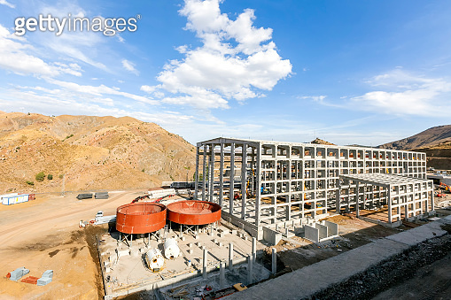 Newly built mining industrial facility and concrete prefabricated ...