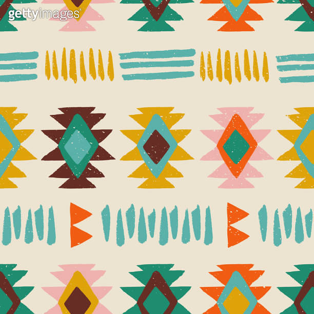 Traditional Native Americans Southwest, Navajo style, Aztec, Wild West seamless pattern. Tribal ...