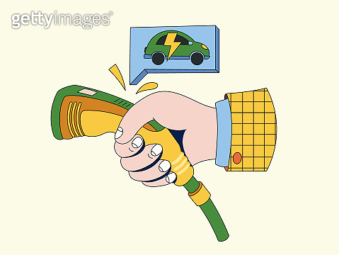 illustration of charging in human hand 이미지 (1409352994) - 게티이미지뱅크