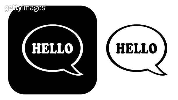 Black And White Hello Speech Bubble Icons 이미지 (1366463027) - 게티이미지뱅크