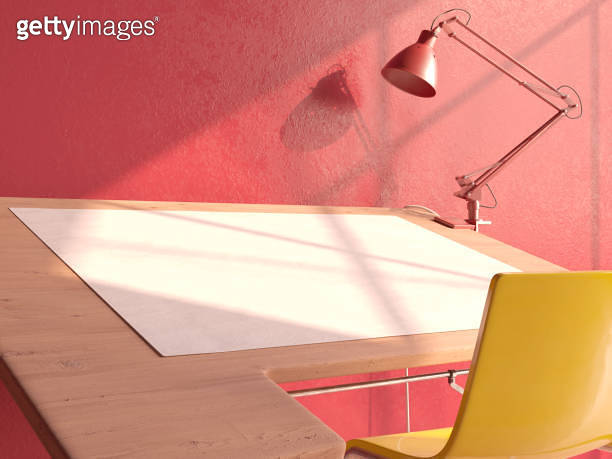 Drafting Desk Workstation In Pink Room (1437233815) 일러스트, 무료 일러스트 - 게티이미지뱅크