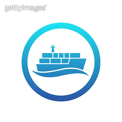 container ship icon, maritime transport round pictogram, vector ...