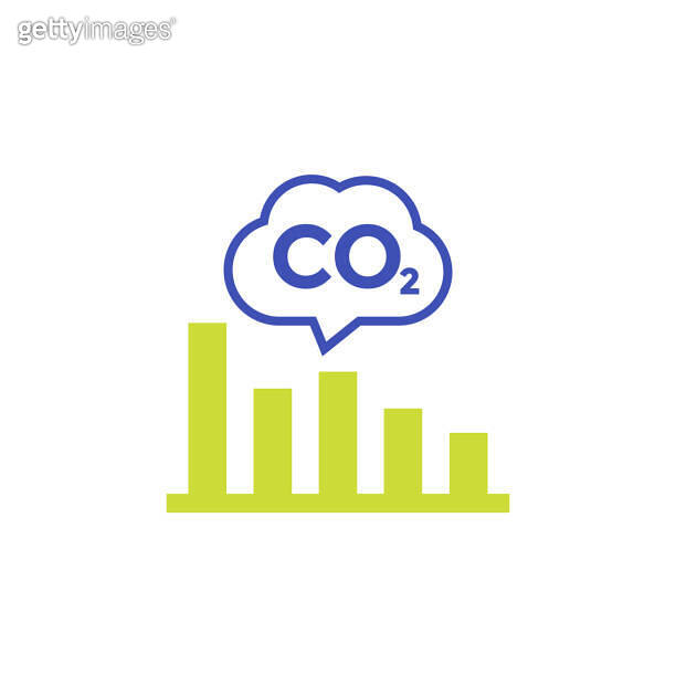 co2, carbon emissions levels chart icon, vector (1413096812) - 게티이미지뱅크