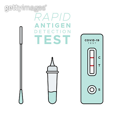 Rapid antigen detection test kit. Nasal swab test. Covid 19. Filled ...