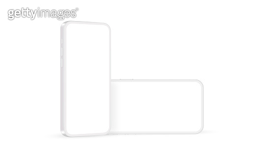 Clay Phones Mockups with Blank Screens, Vertical and Horizontal, Side ...