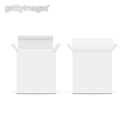 Rectangular Slim Paper Packaging Boxes With Opened Lid, Front and Back ...