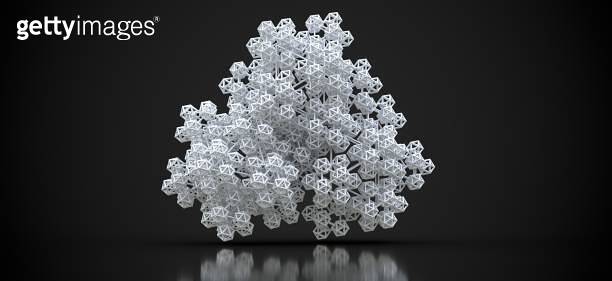 3D computer generated fractal abstract geometric object isolated on ...